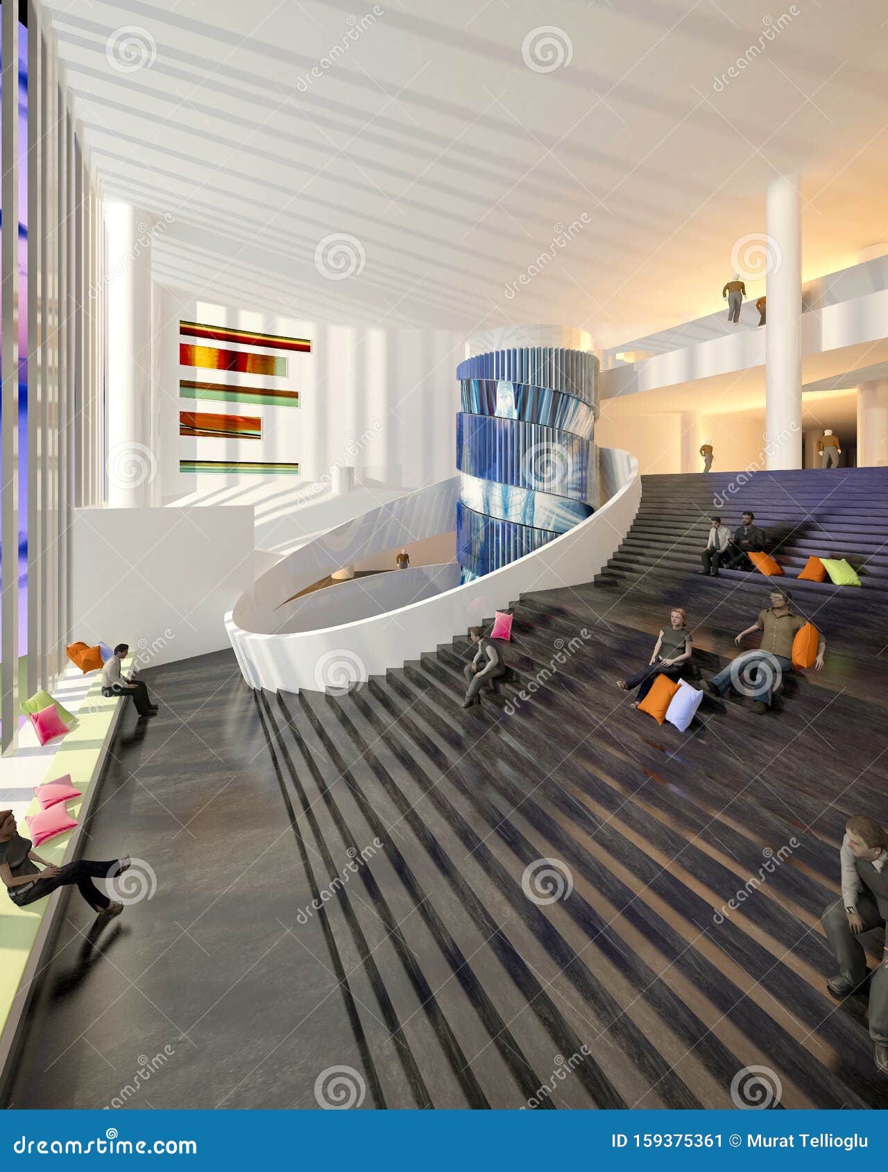 3d Render of University Interior Stock Illustration - Illustration of ...