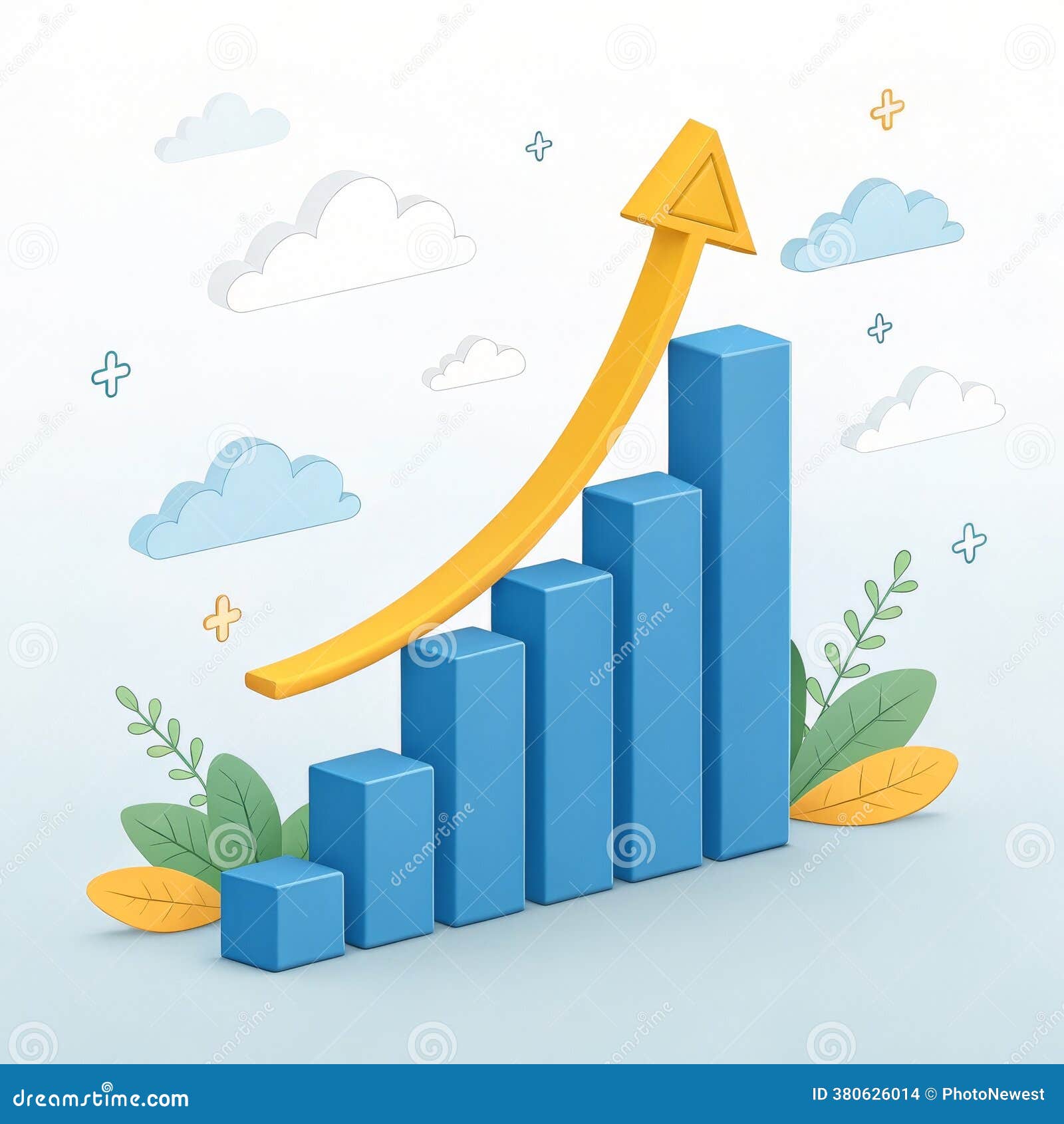 Yellow Chart Icon With A Growth Arrow. Cartoon Illustration Of A Yellow ...
