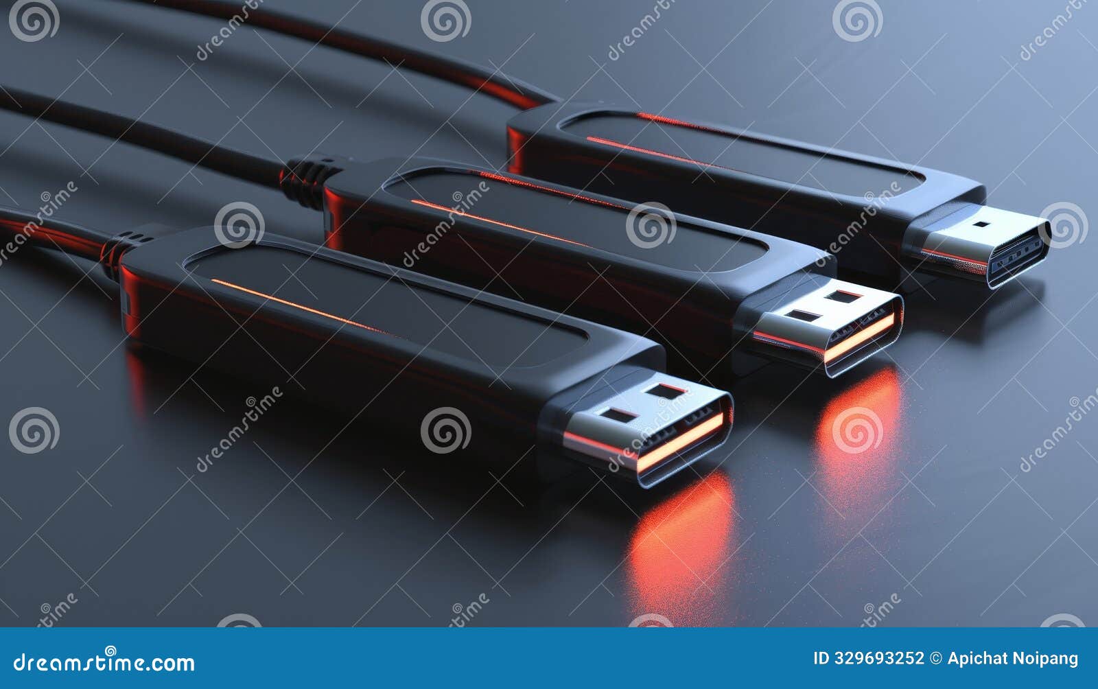 3D Render of USB Drives, Portable Data Storage Devices, Isolated on a ...