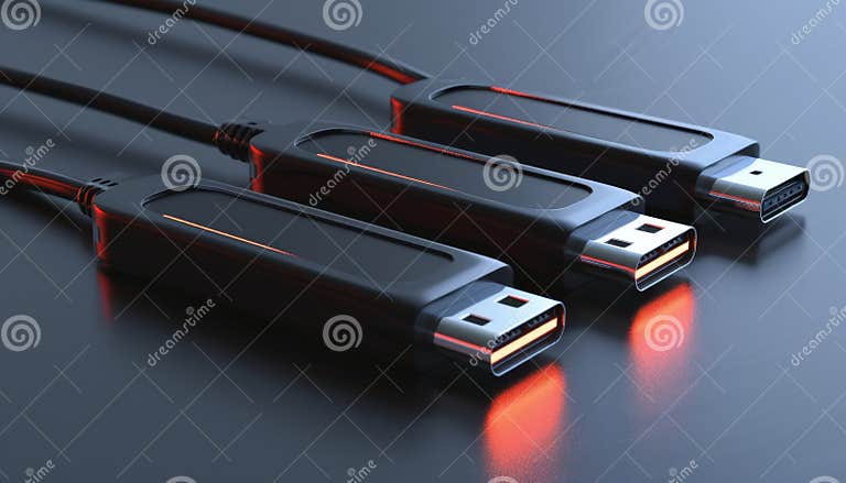 3D Render of USB Drives, Portable Data Storage Devices, Isolated on a ...