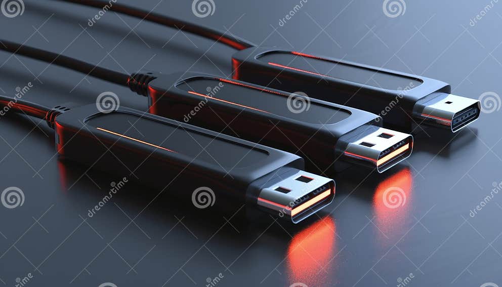 3D Render of USB Drives, Portable Data Storage Devices, Isolated on a ...