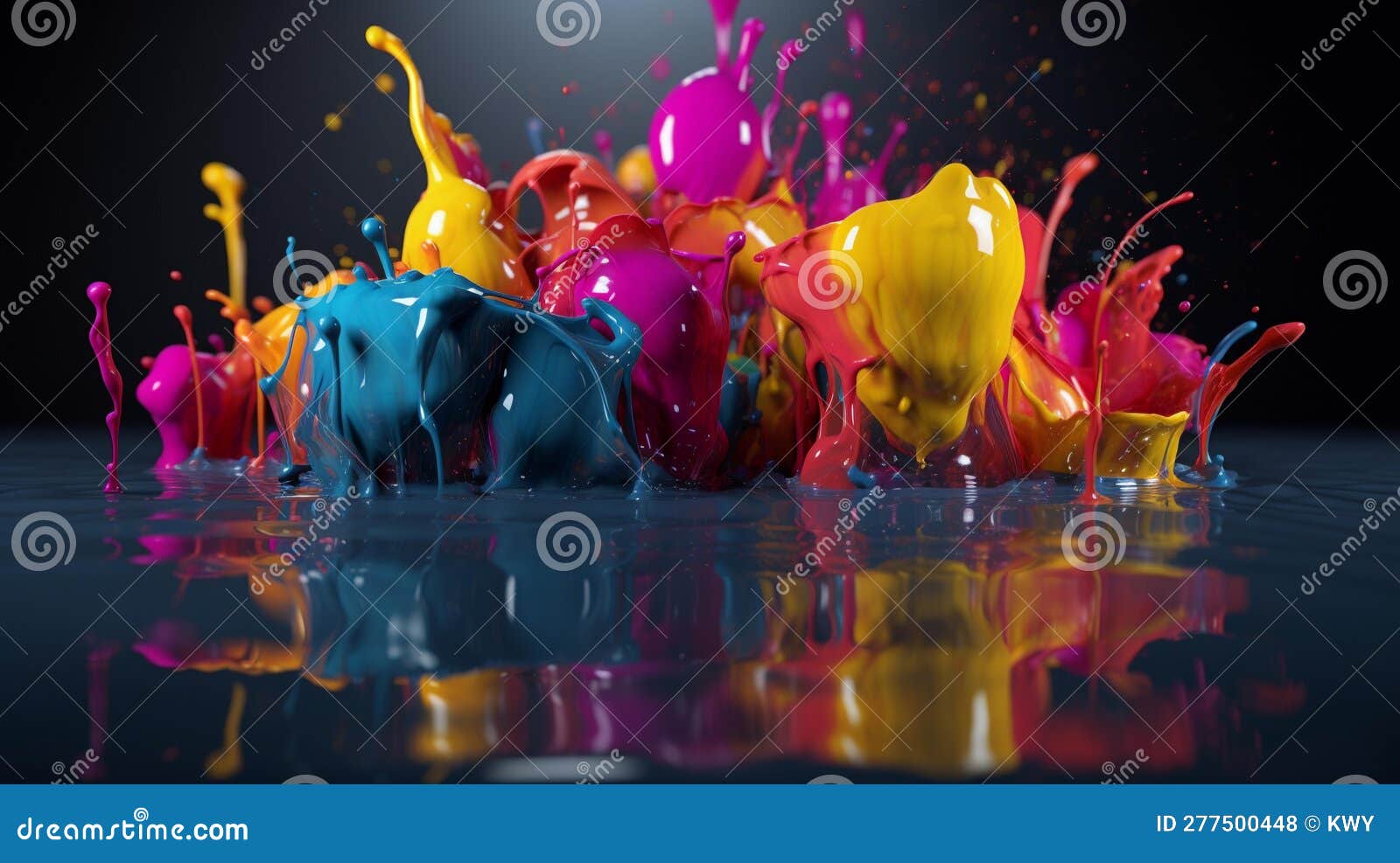 3d Render of Various Colors Splashing Generative Ai Stock Illustration ...