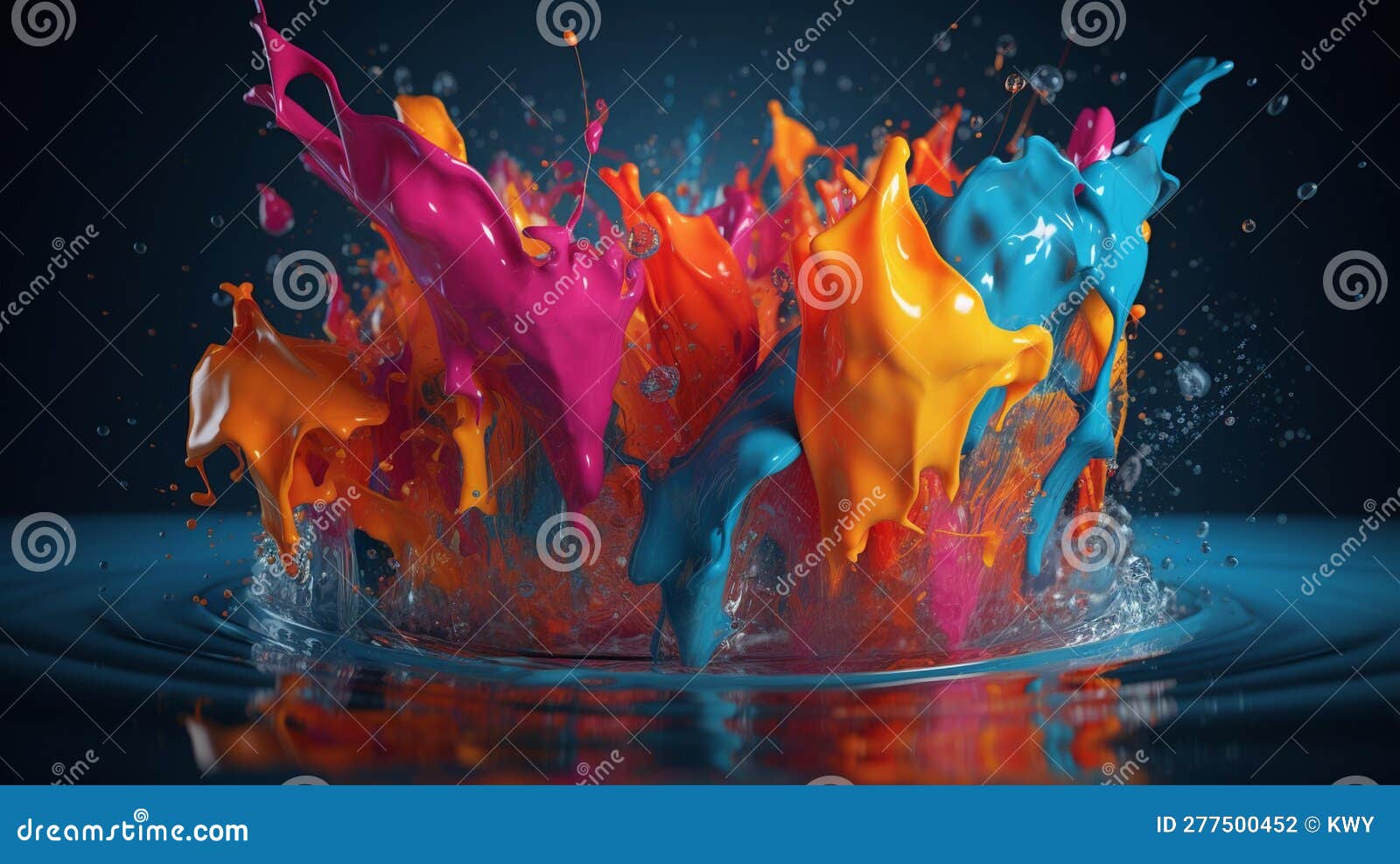 3d Render of Various Colors Splashing Generative Ai Stock Illustration ...