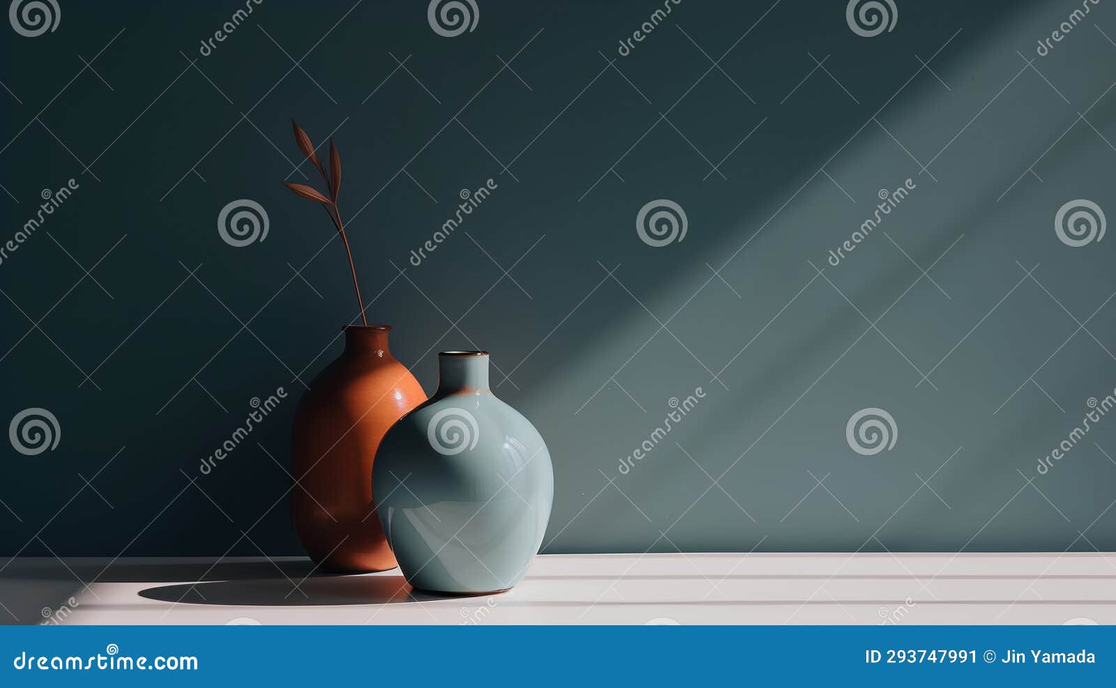 3d Render of Vases on a Blue Background with Shadow. Stock Illustration ...