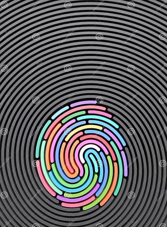 3D Render Vertical Abstract Background of Stylized Fingerprint of ...