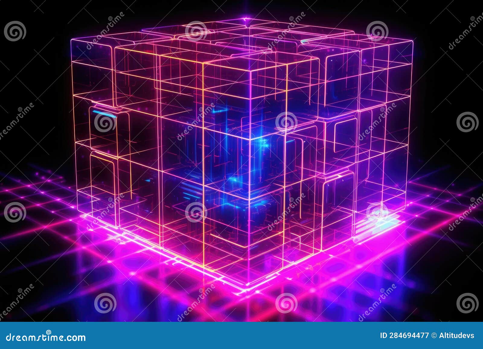 Cube Matrix Of Connected Spheres Royalty-Free Stock Image ...