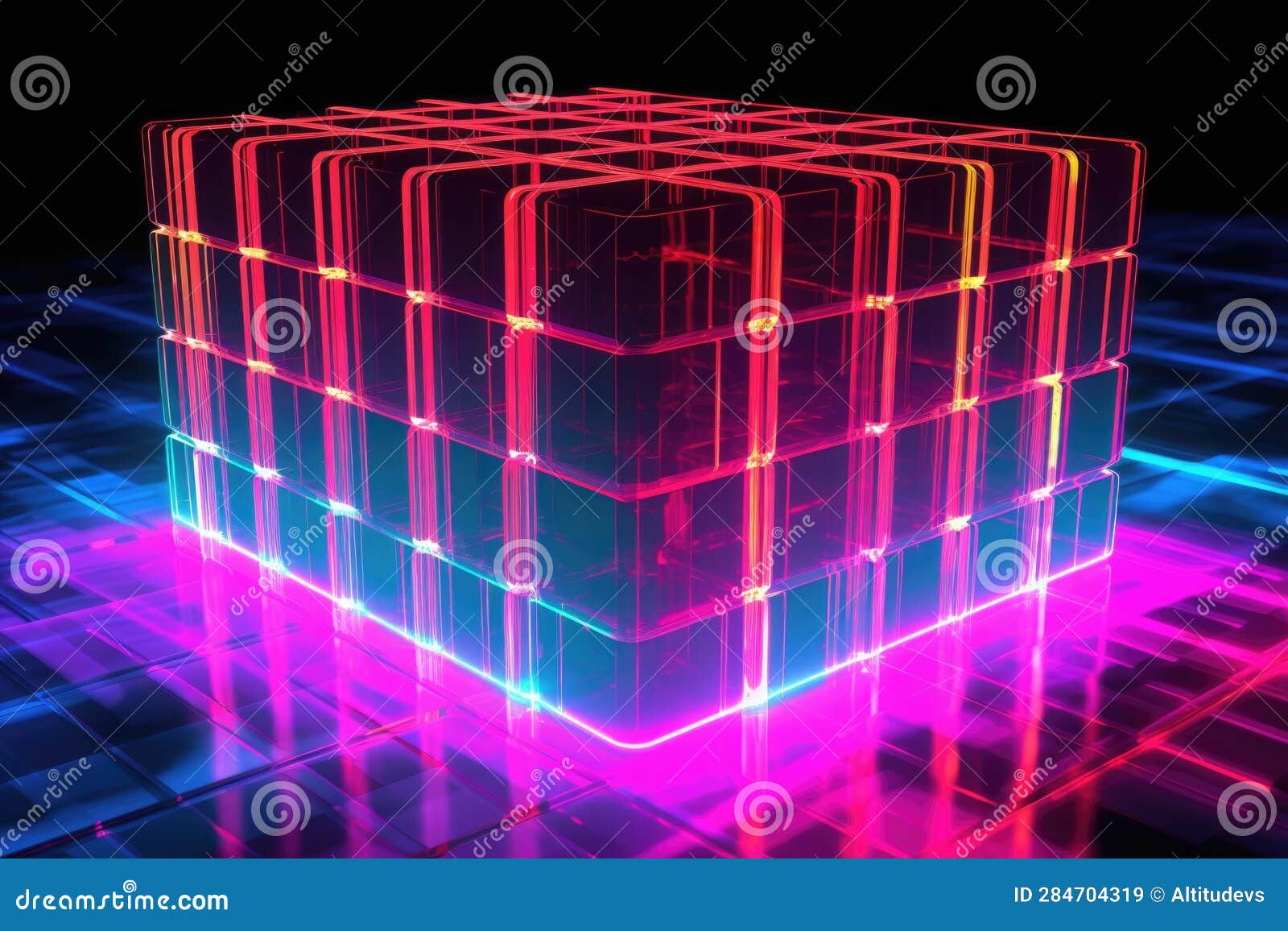 Cube Matrix Of Connected Spheres Royalty-Free Stock Image ...