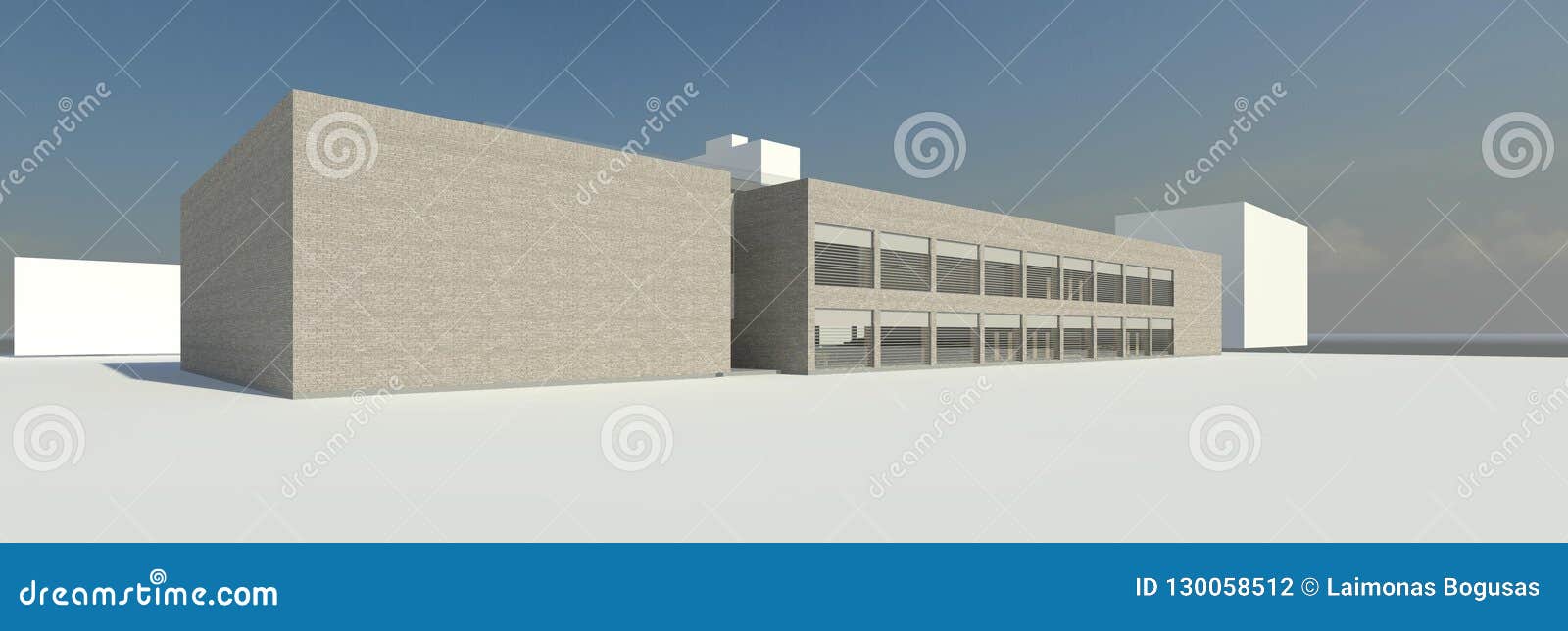 3D Render - View To the Modern Building Stock Illustration ...