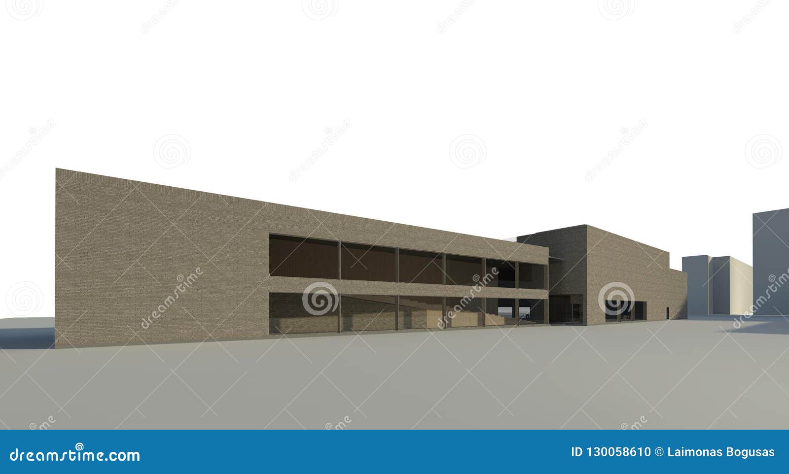 BIM 3D Render - View To the Modern Building Stock Illustration ...