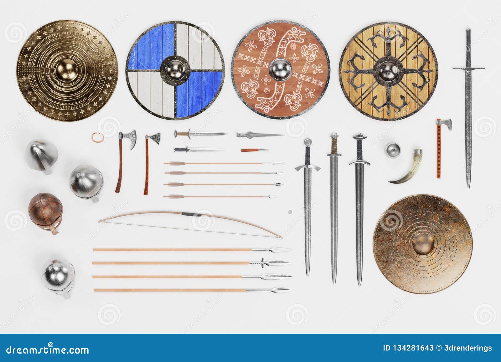 3d Render of Viking Objects Collection Stock Illustration ...
