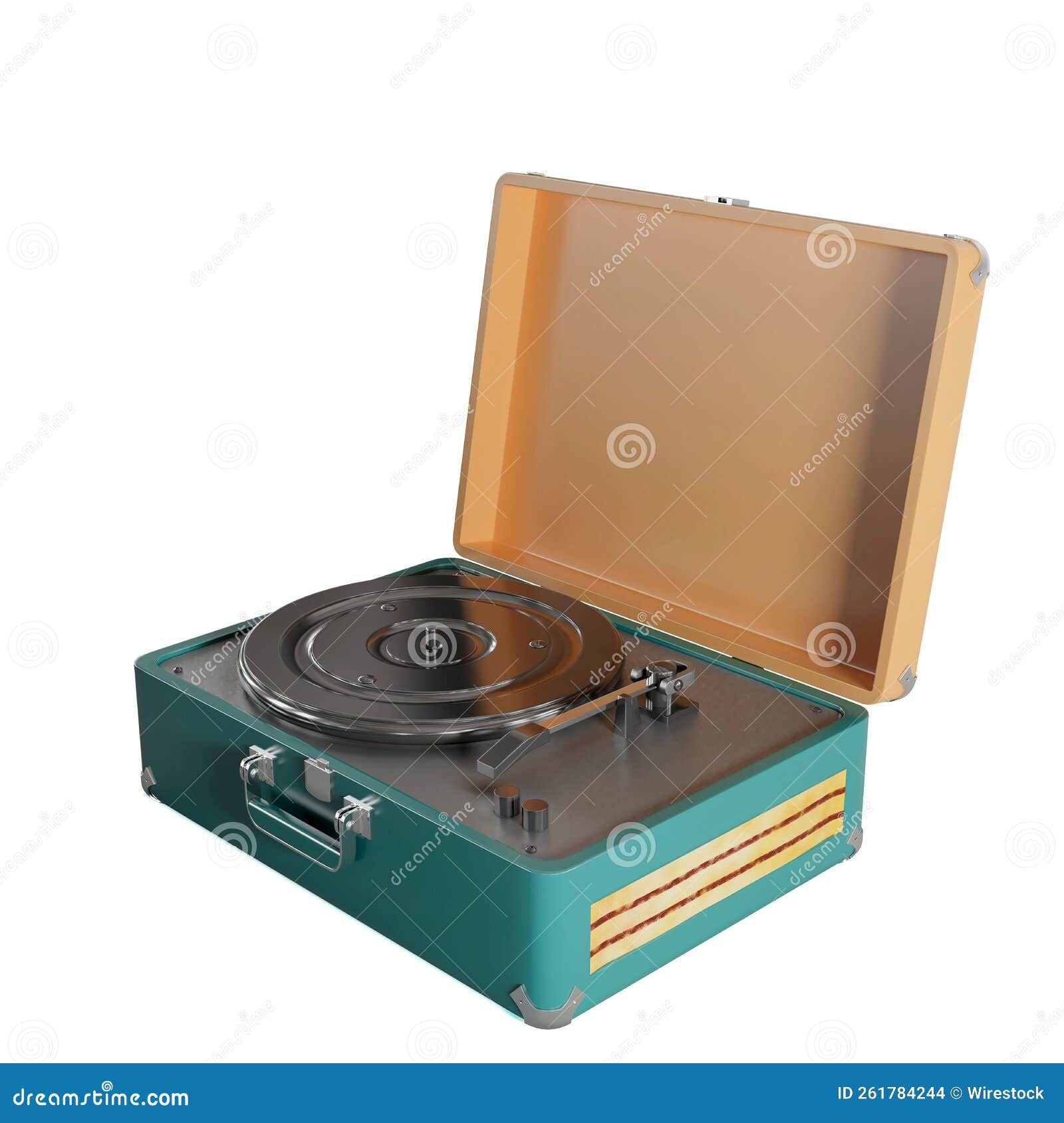 3D-render of a Vinyl Record Player Against a White Background Stock ...