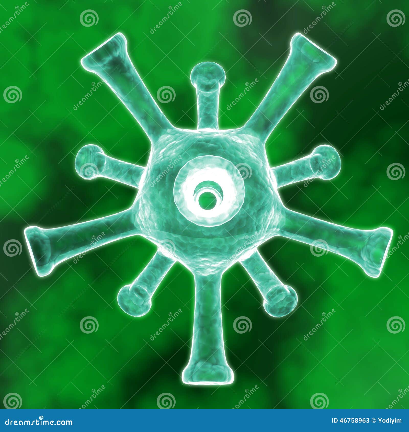 3D render virus cells. stock illustration. Illustration of background ...