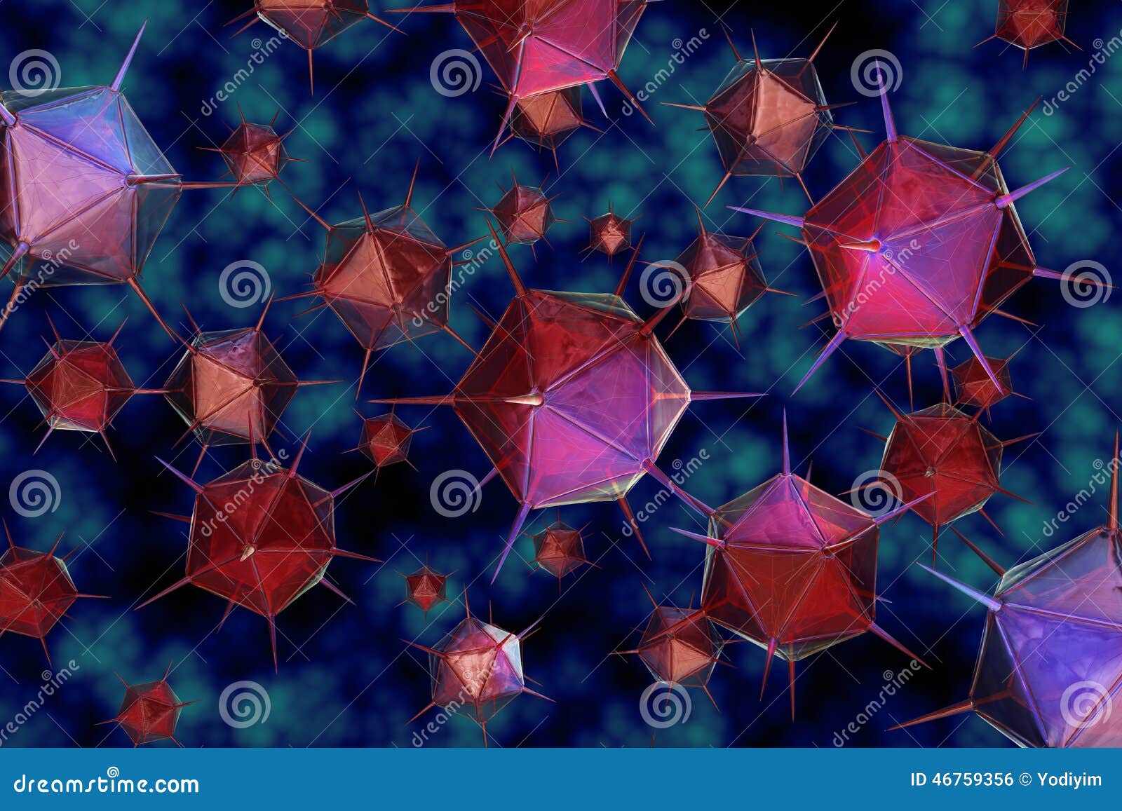 3D render virus cells. stock illustration. Illustration of blood - 46759356