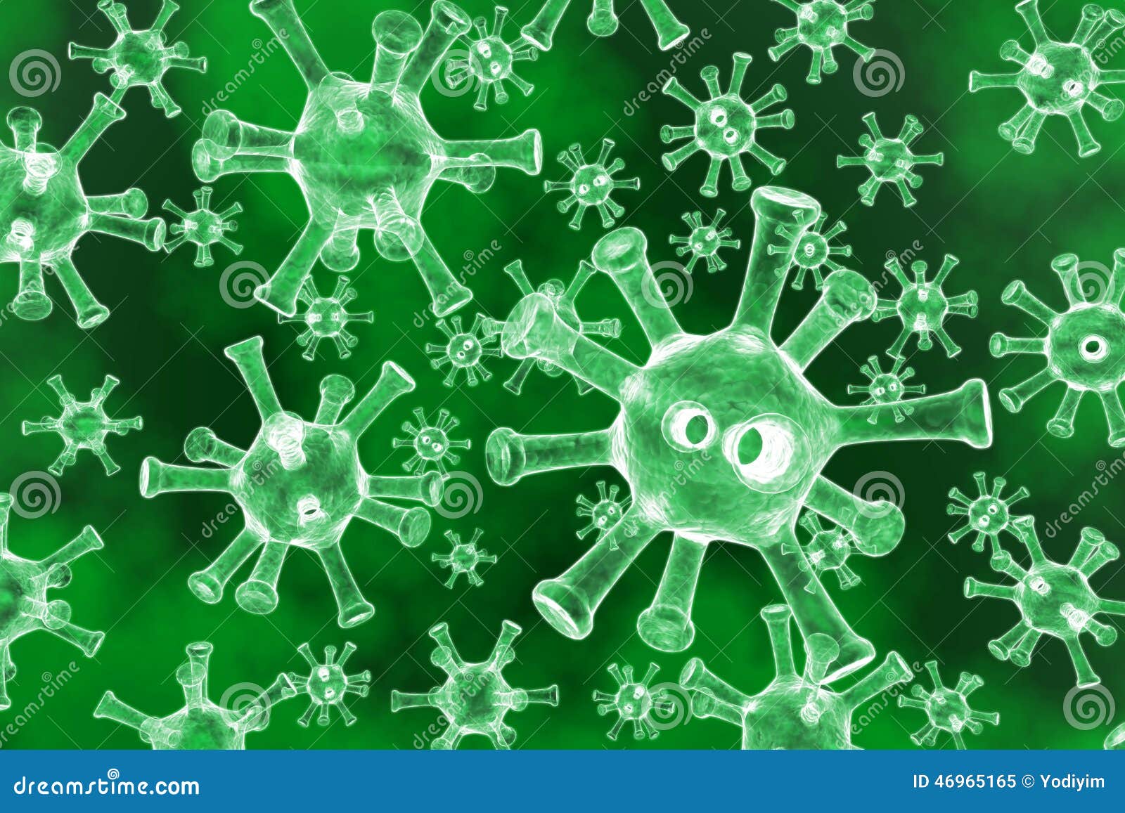 3D render virus cells. stock illustration. Illustration of molecule ...