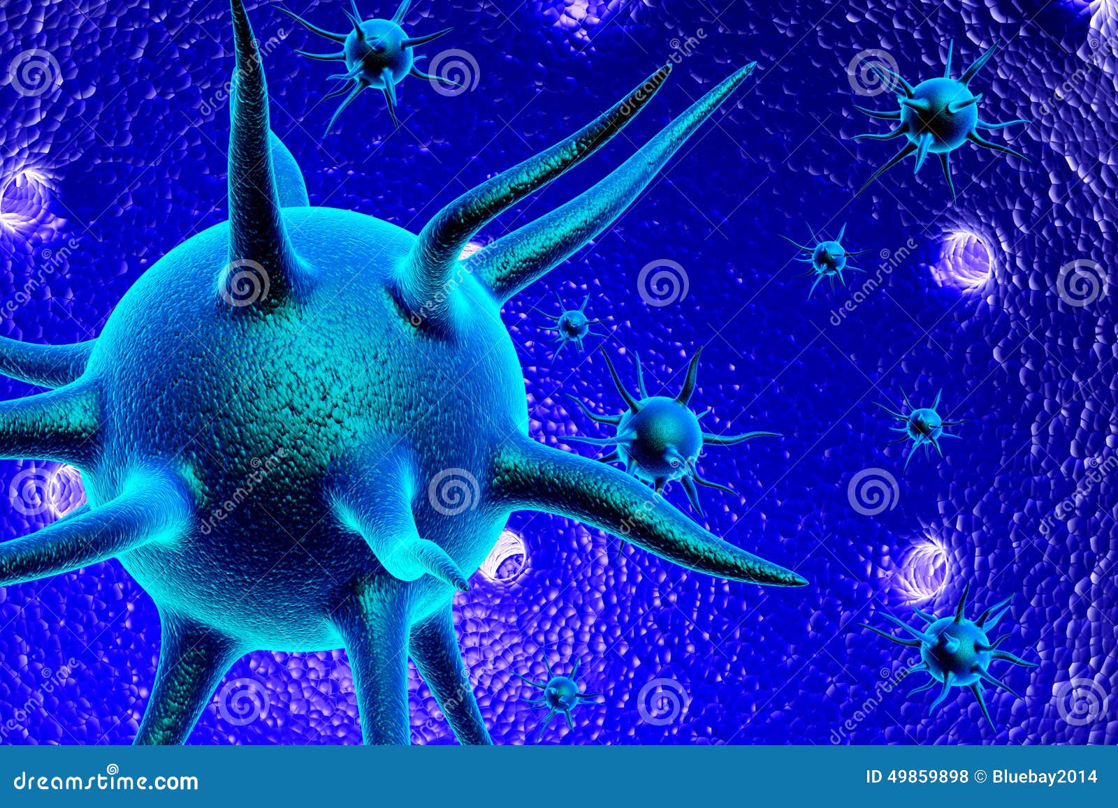 3d render virus stock illustration. Illustration of cancer - 49859898