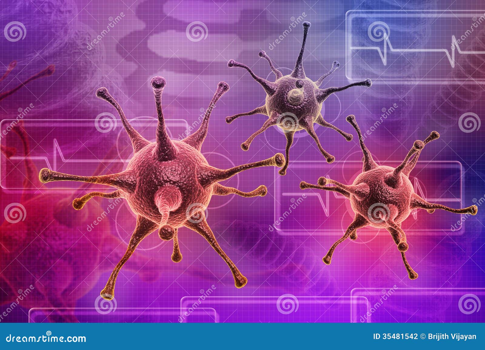 3d render virus stock illustration. Illustration of violet - 35481542