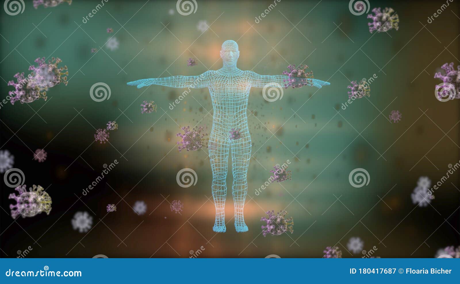 Activation of Human Immunity. 3d Render of Viruses Attacking the Human ...