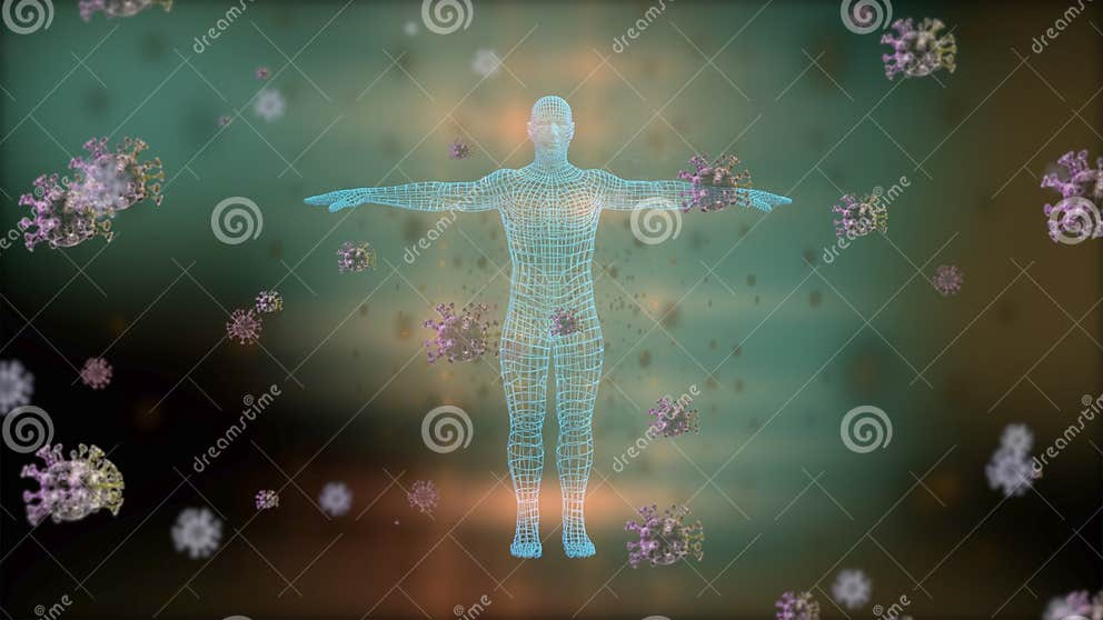 Activation of Human Immunity. 3d Render of Viruses Attacking the Human ...