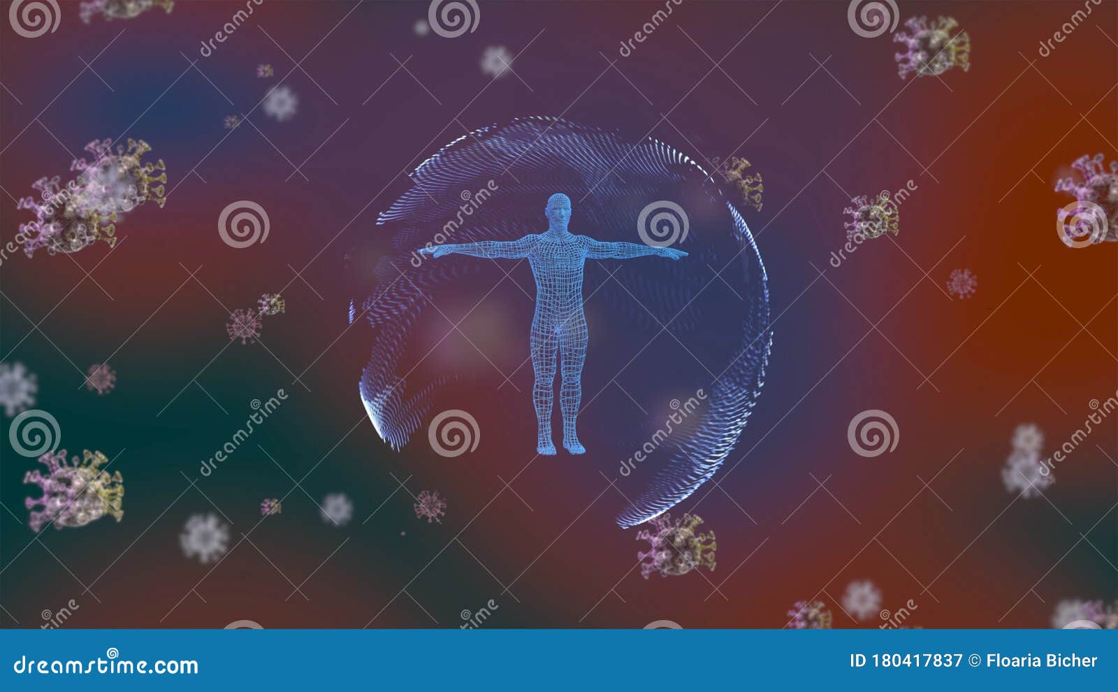 Activation of Human Immunity. 3d Render of Viruses Attacking the Human ...