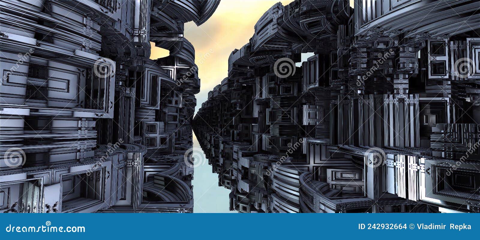 3D Render Visualization of Space Station Stock Illustration ...