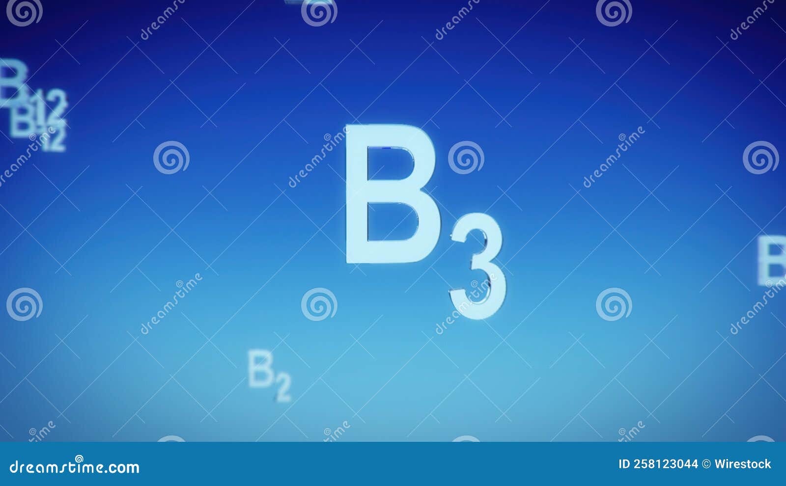 3D Render of Vitamin B3 Icon on a Digital Blue Background Stock ...