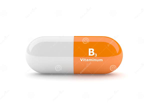 3d Render of Vitamin B3 Pill Over White Stock Illustration ...