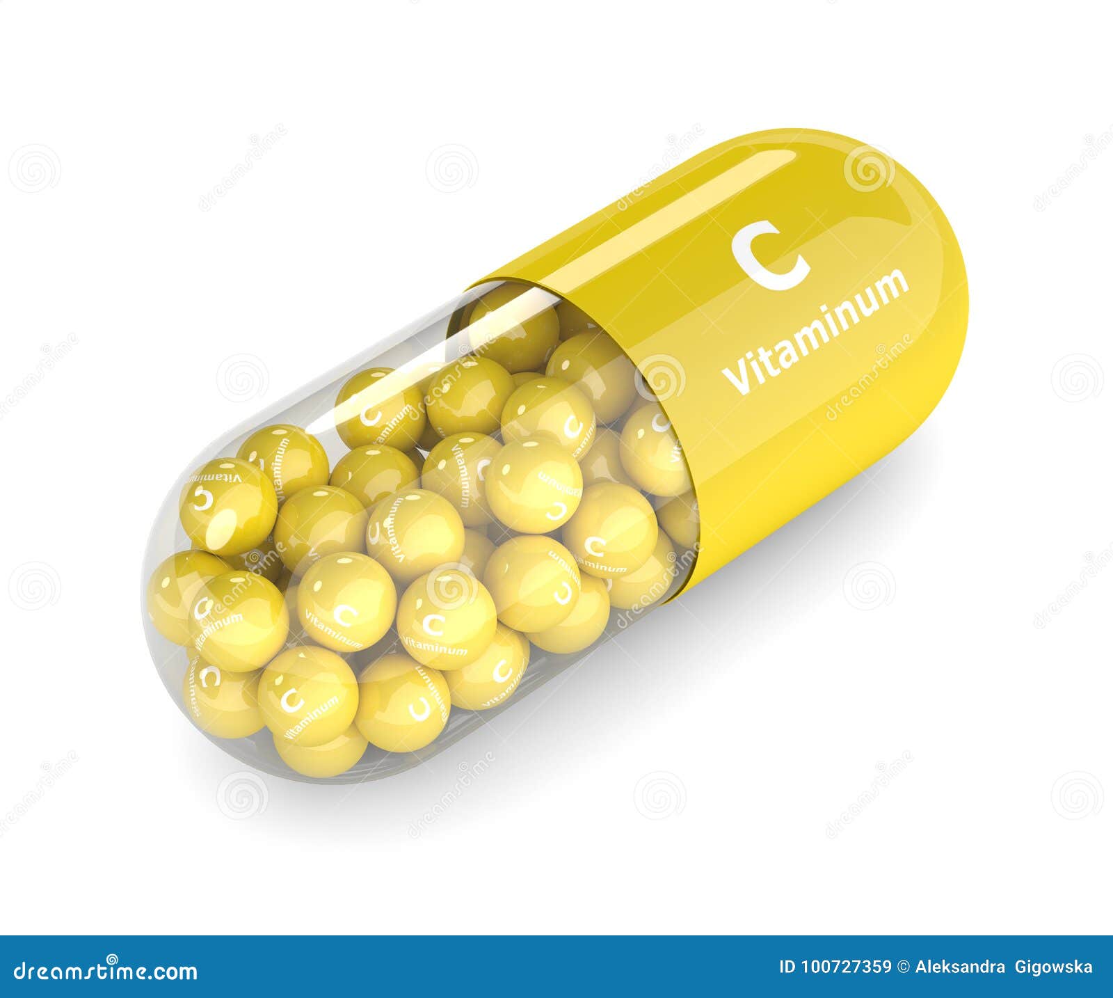 3d Render of Vitamin C Pill with Granules Stock Illustration ...