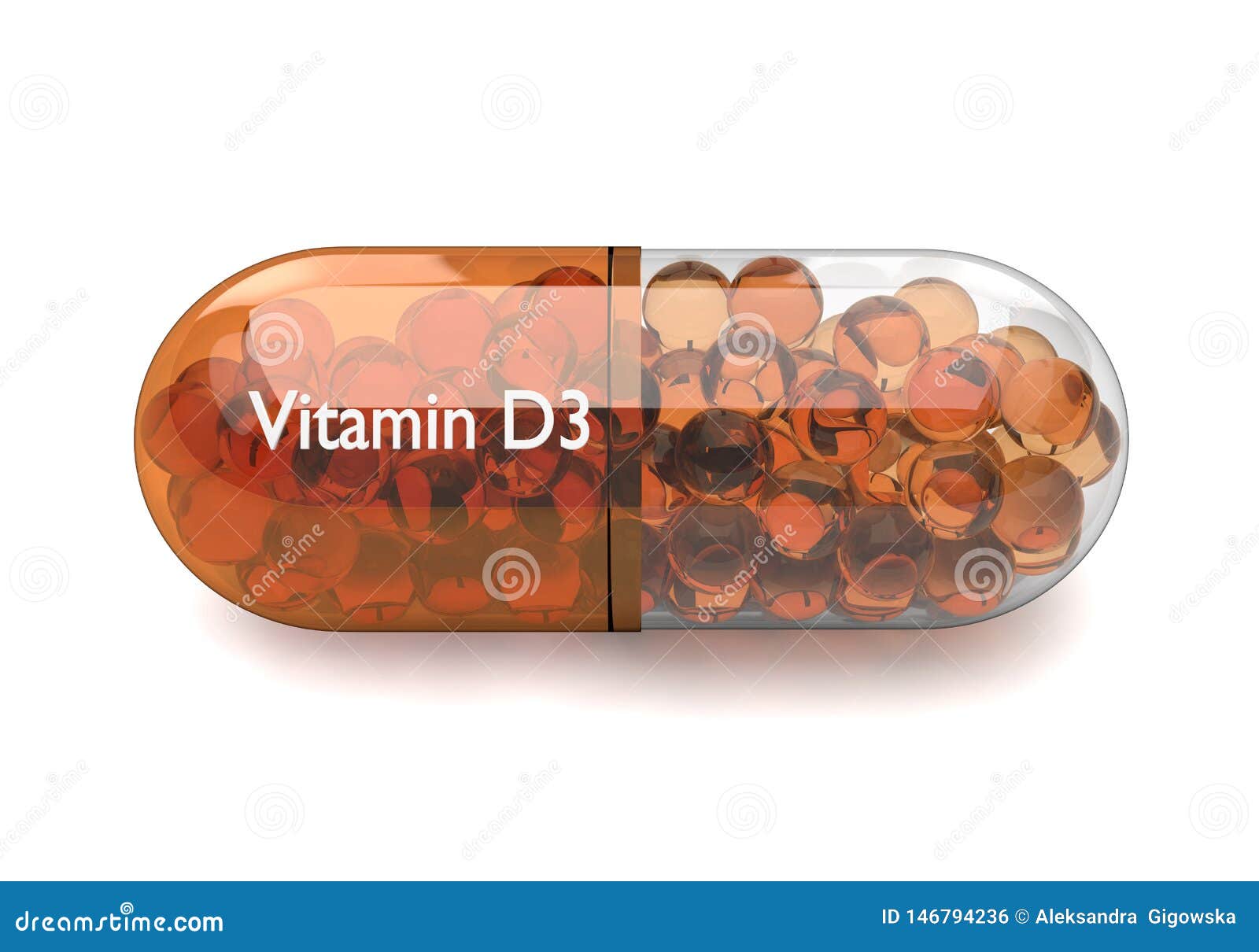 3d Render of Vitamin D3 Capsule Over White Stock Illustration ...