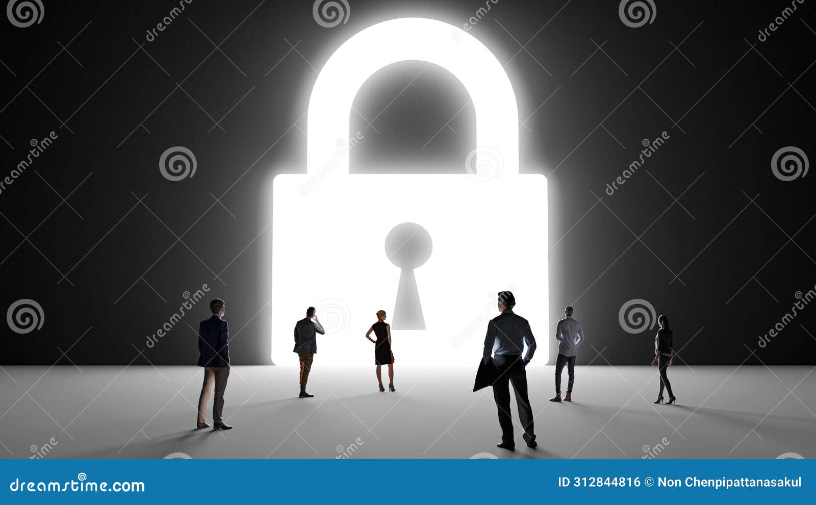 3d Render Walking Crowd People With A Case To The Opening Gate With ...