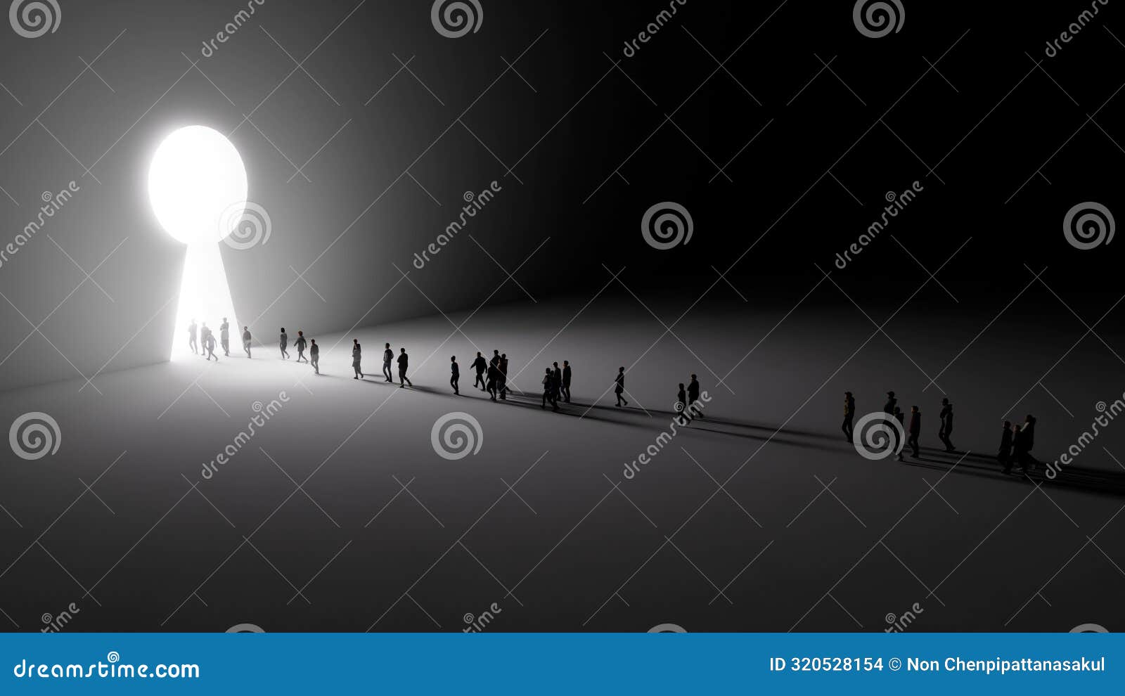 3d Rendering Walking Crowd People with a Case To the Opening Gate with ...