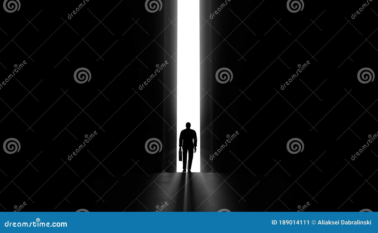 3d Render Walking Man with a Case To the Opening Gate with Clearance ...