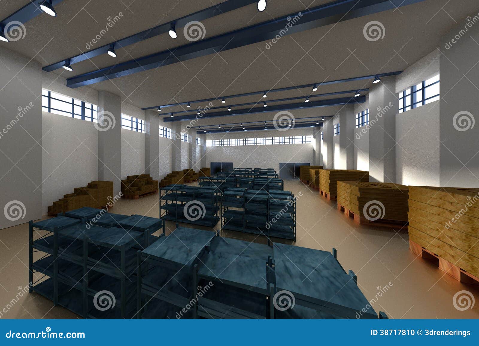 3d render of warehouse stock illustration. Illustration of object ...