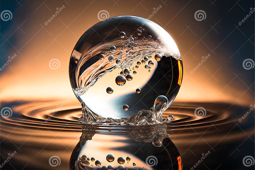 3d Render of Water Drop in Water with Ripples and Waves Stock ...