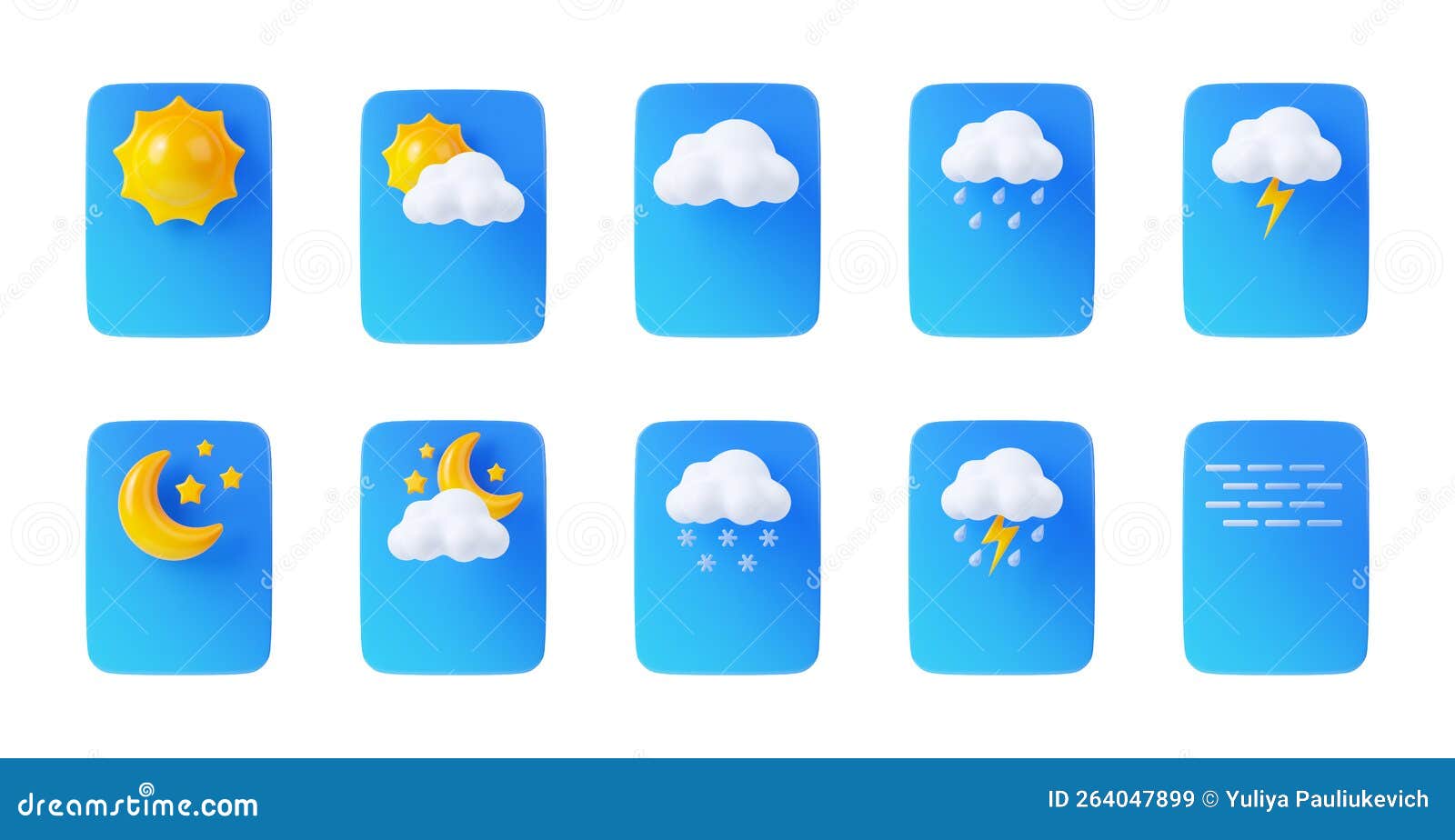 3D Render Weather App Icons, Interface Elements Stock Illustration ...