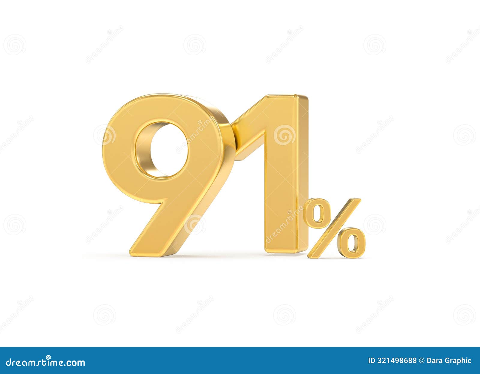 3D Render with White Background Gold Number 91 3D Stock Illustration ...