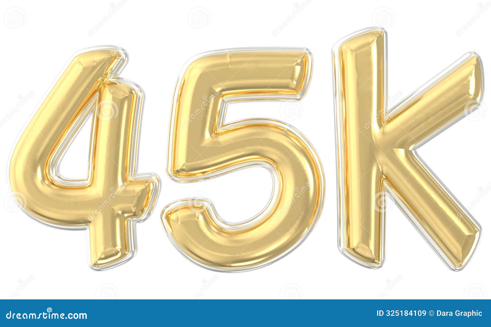 3D Render with White Background Gold Number 45 3D Stock Illustration ...