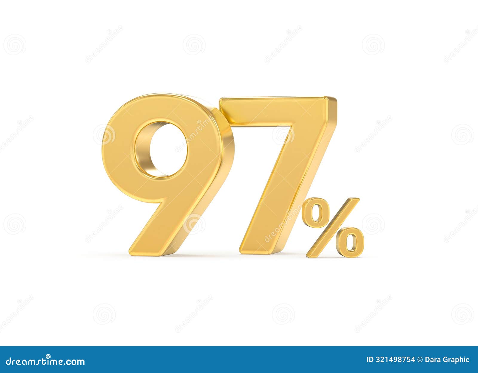 3D Render with White Background Gold Number 97 Stock Illustration ...