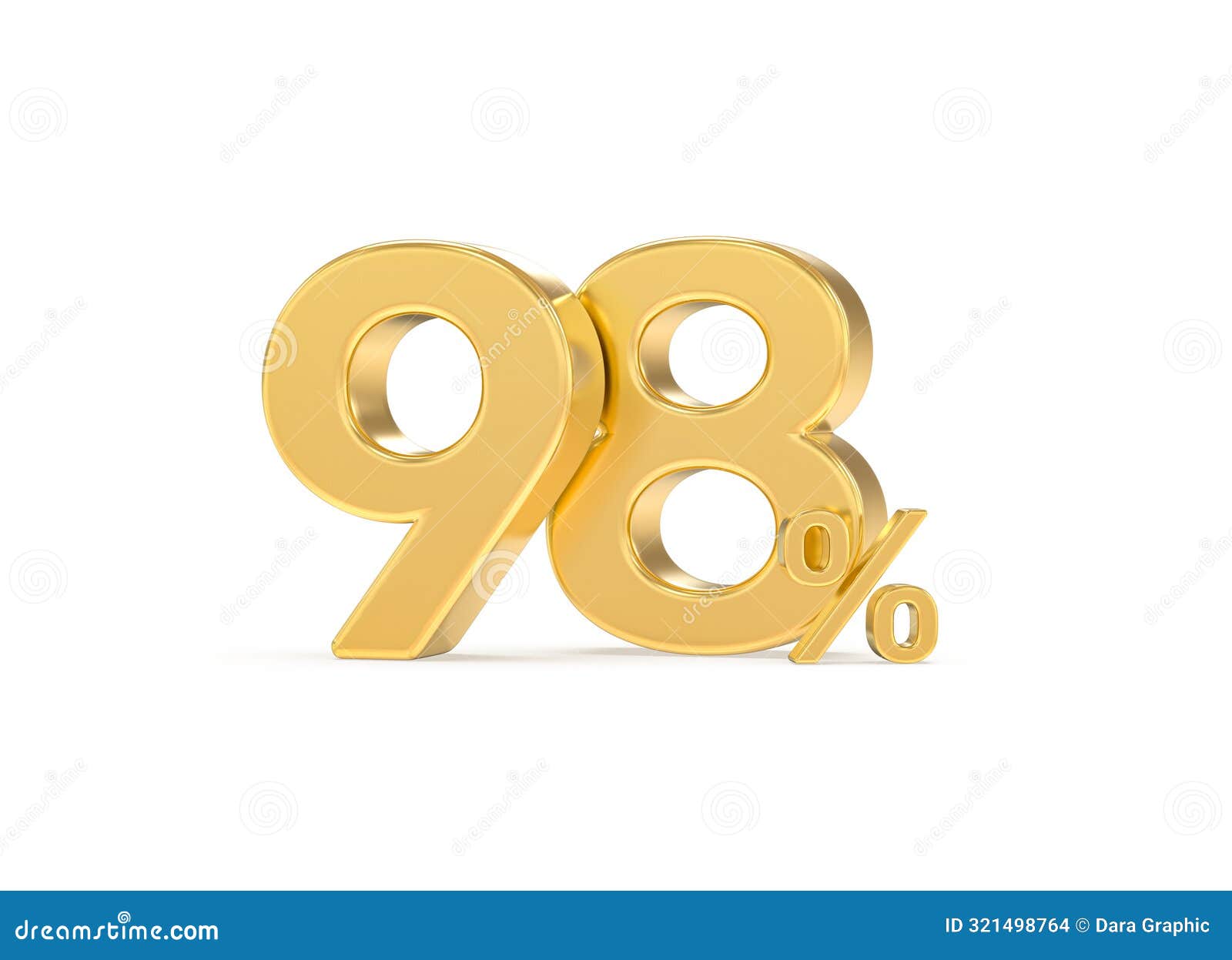 3D Render with White Background Gold Number 98 Stock Illustration ...