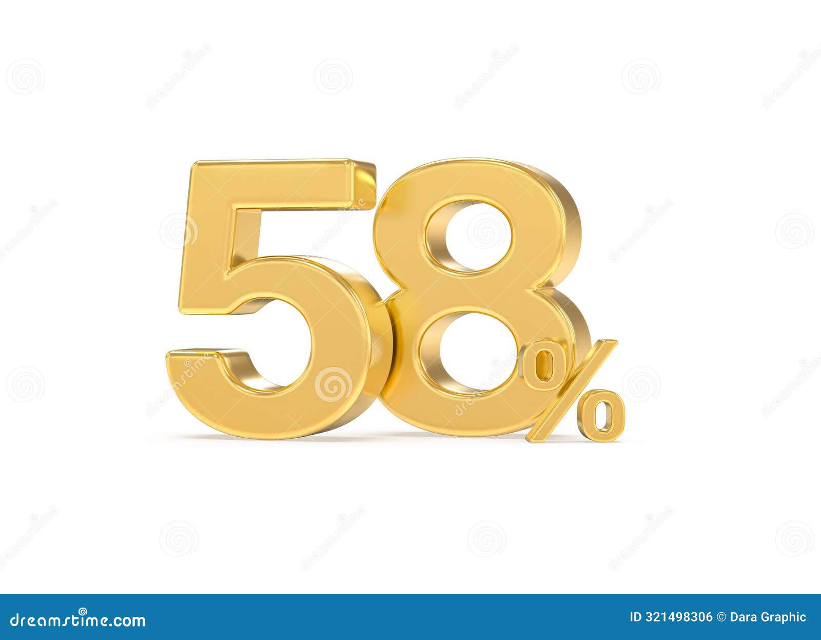 3D Render with White Background Gold Number 58 3D Stock Photo ...