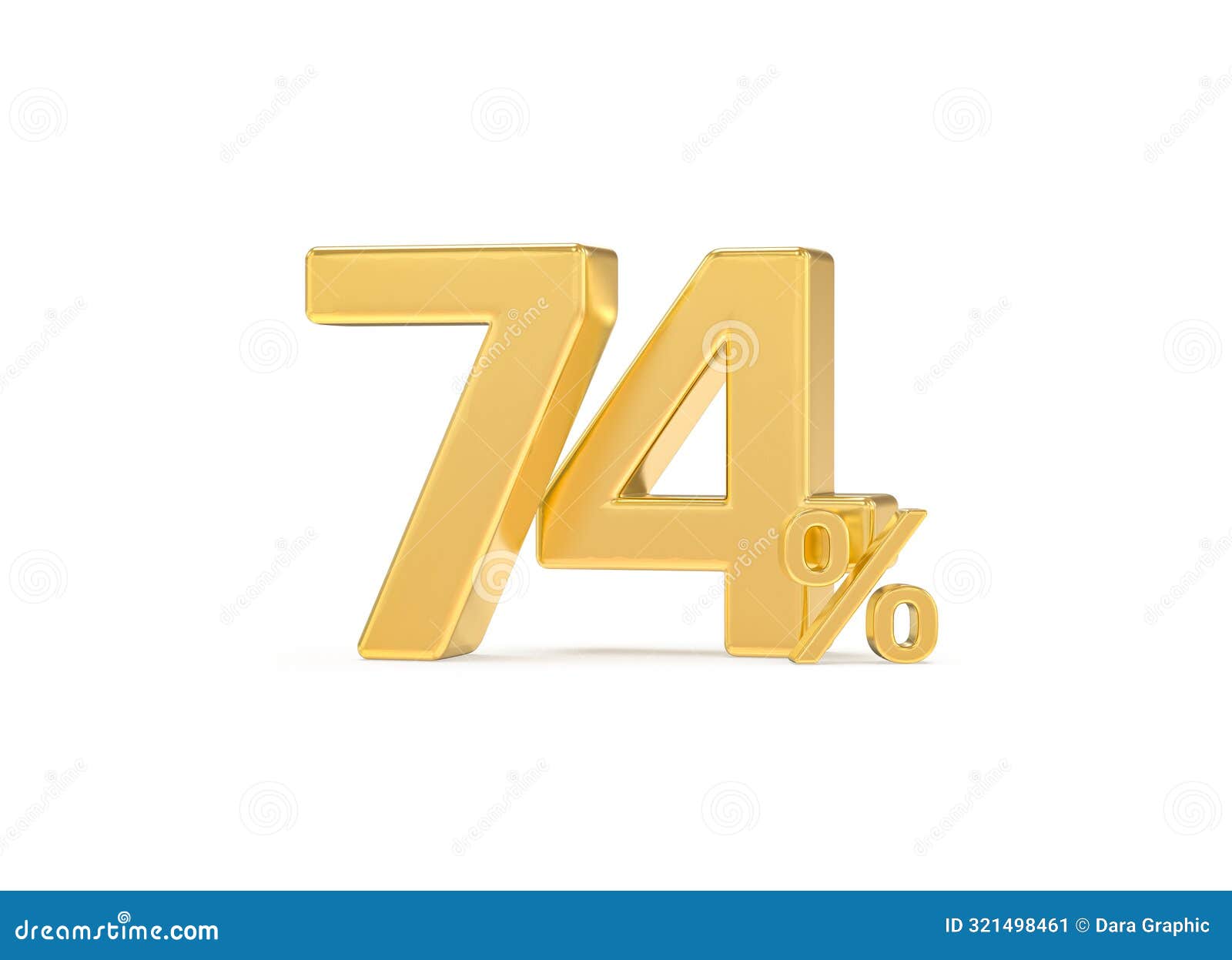 3D Render with White Background Gold Number 74 3D Stock Illustration ...