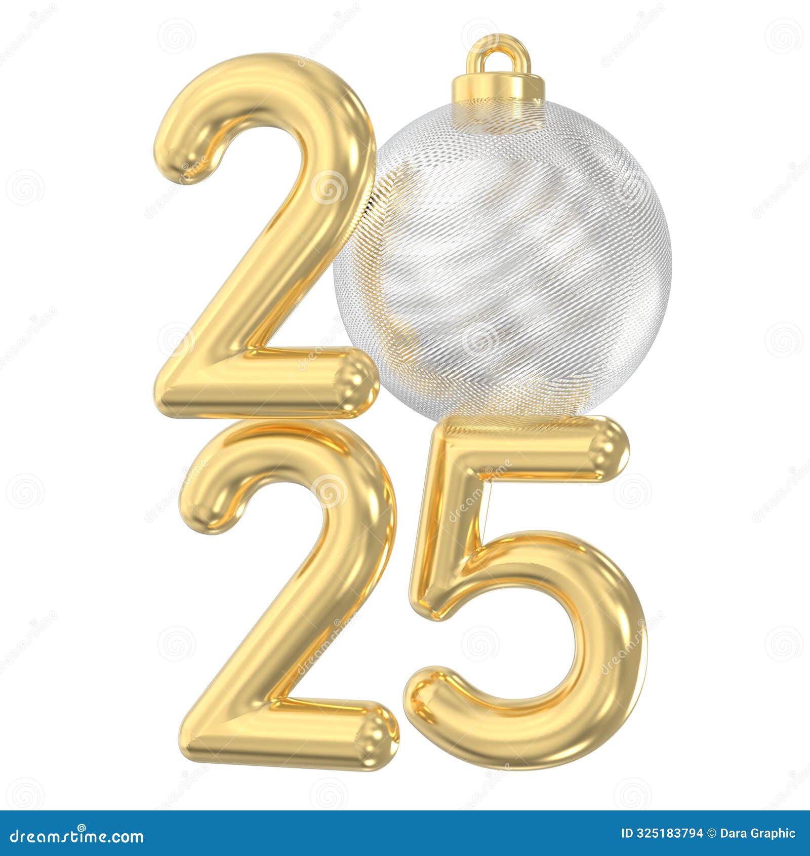 3D Render with White Background Gold Number 2025 3D Stock Illustration ...
