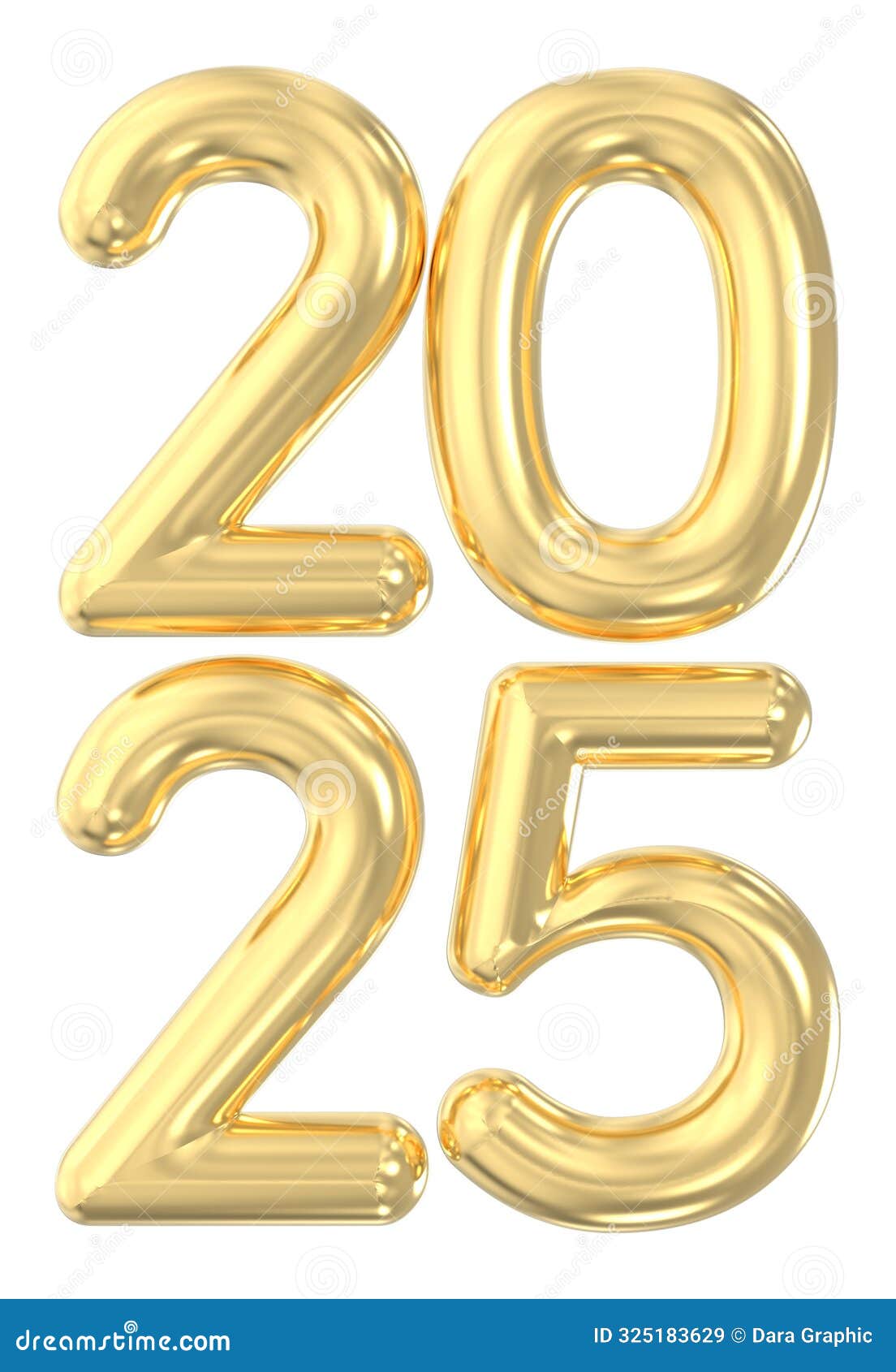 3D Render with White Background Gold Number 2025 3D Stock Image ...