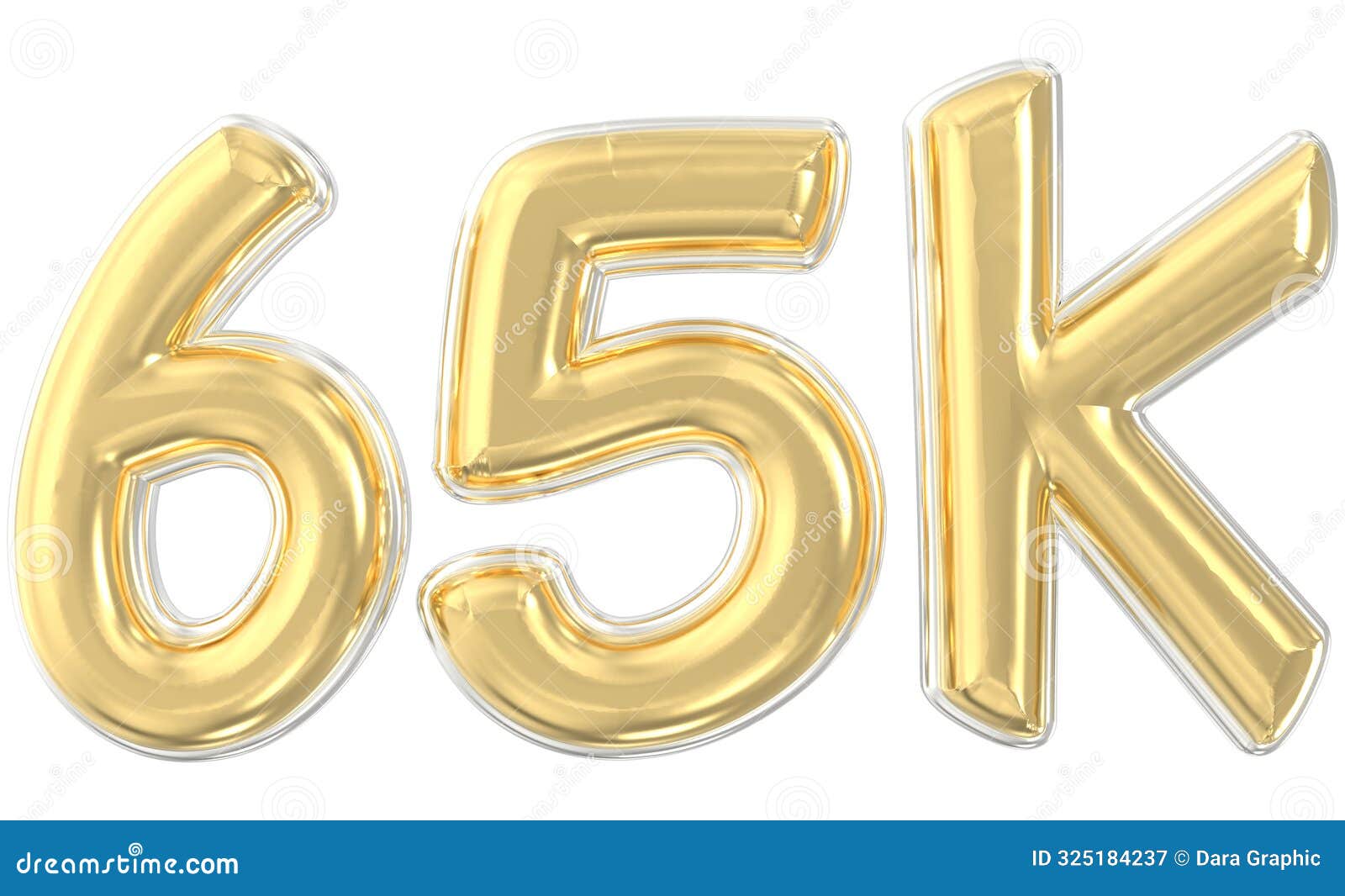 3D Render with White Background Gold Number 65 3D Stock Illustration ...