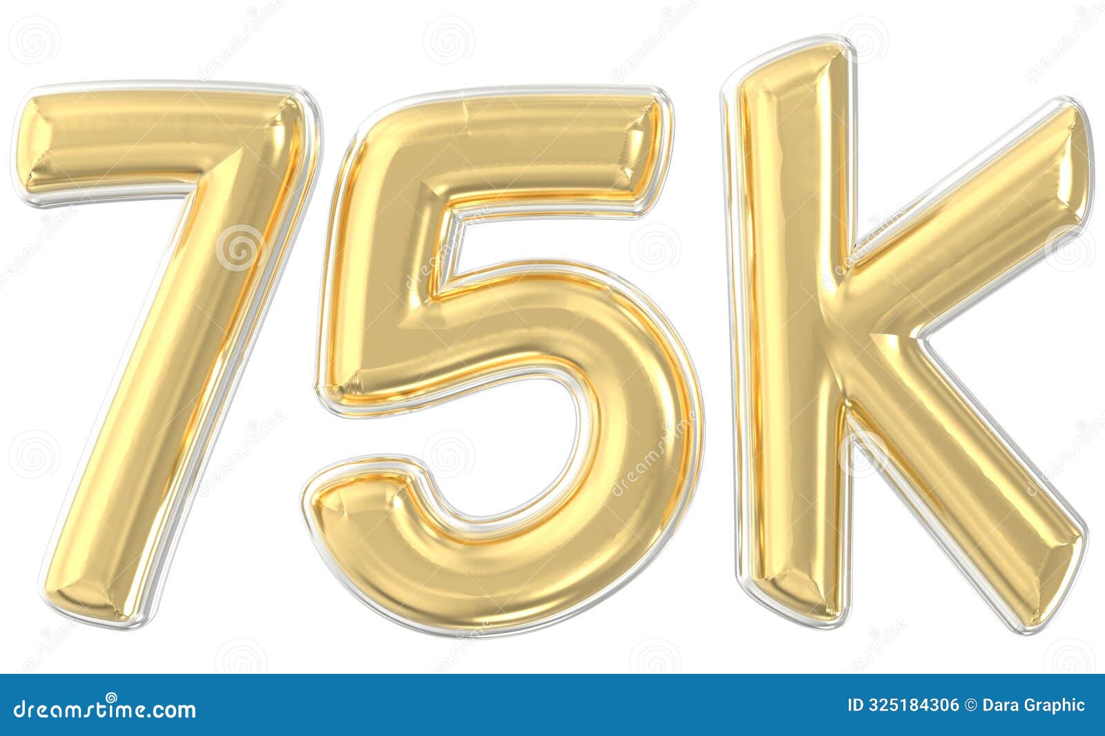 3D Render with White Background Gold Number 75 3D Stock Illustration ...