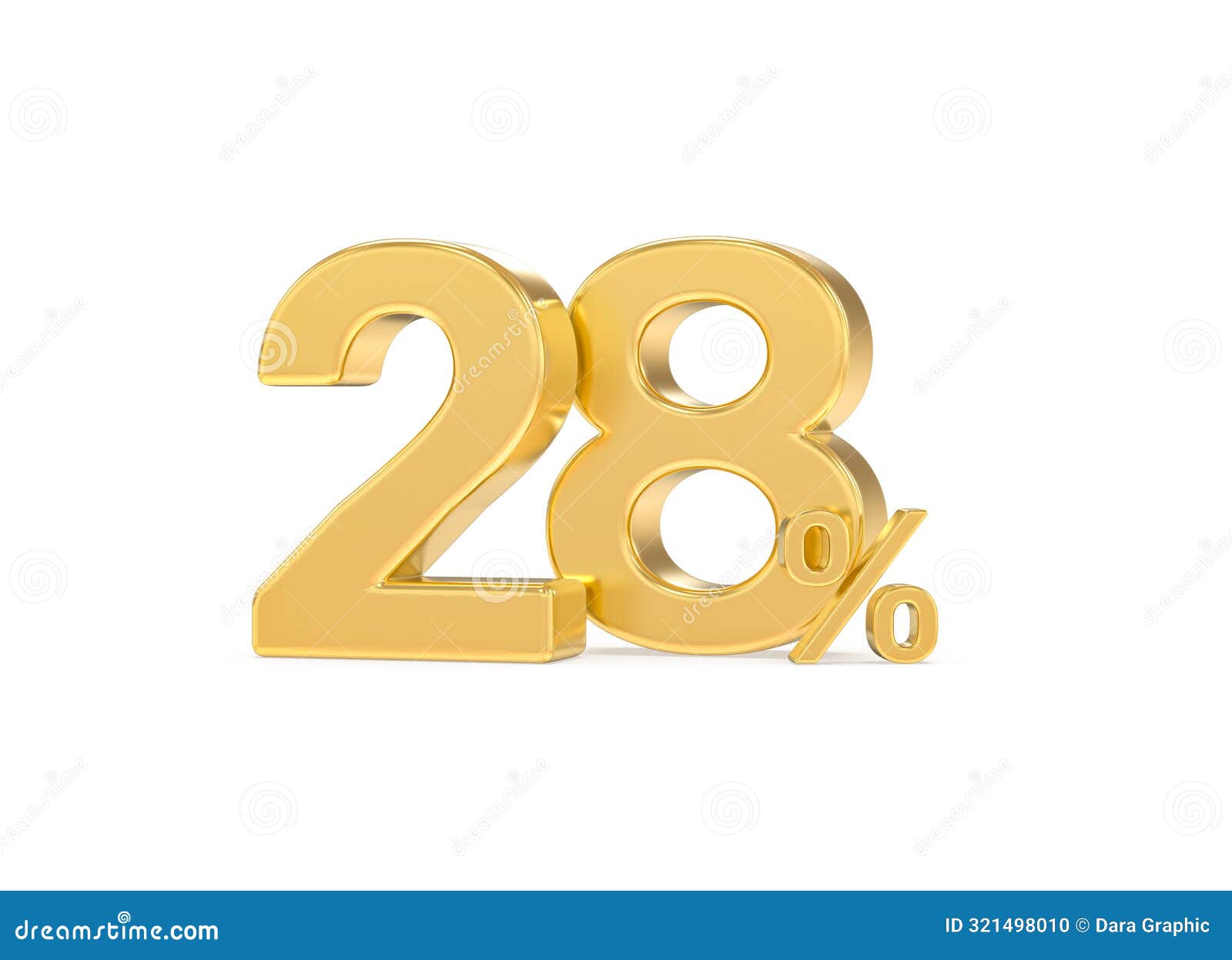 3D Render with White Background Gold Number 28 Stock Illustration ...