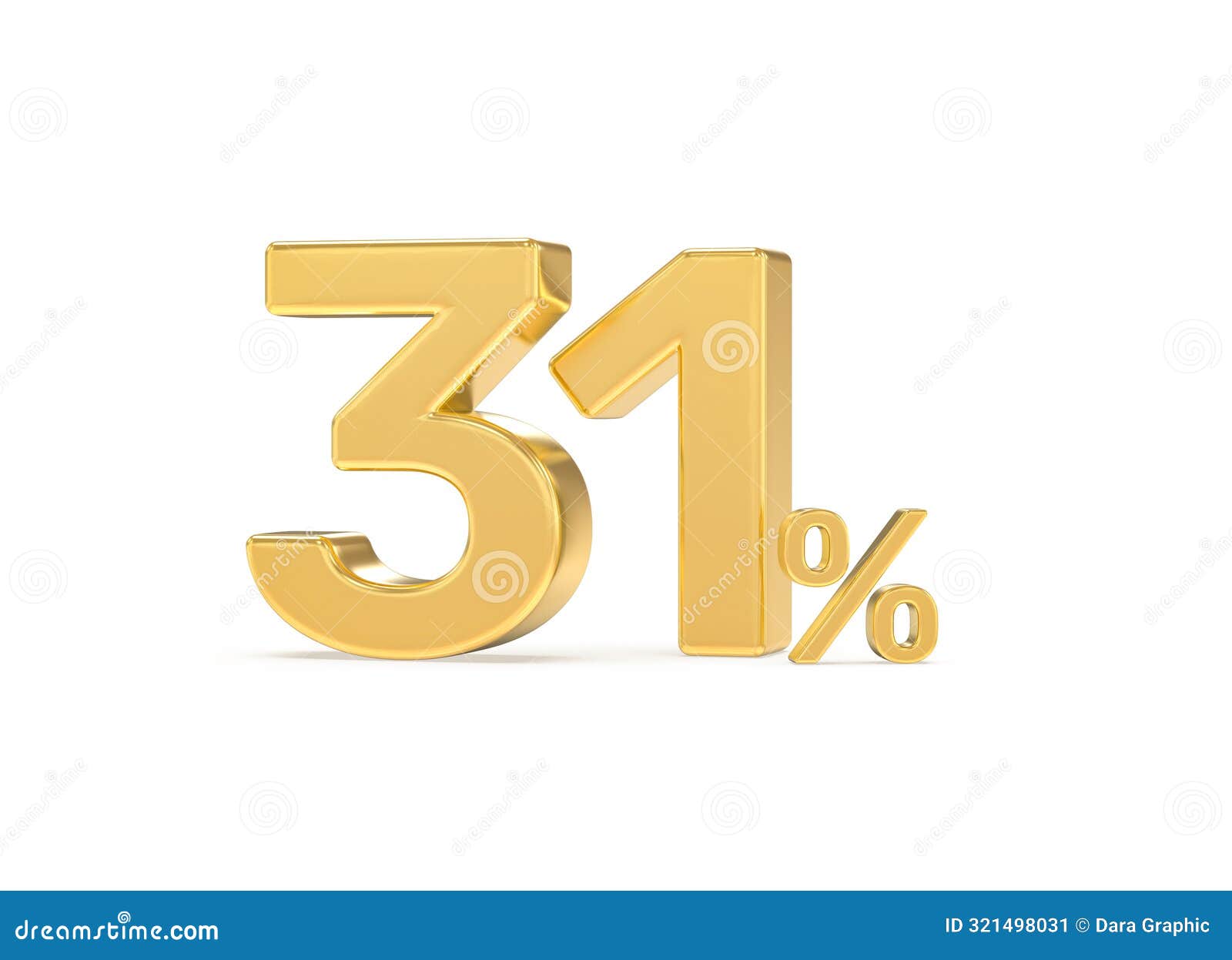 3D Render with White Background Gold Number 31 Stock Illustration ...