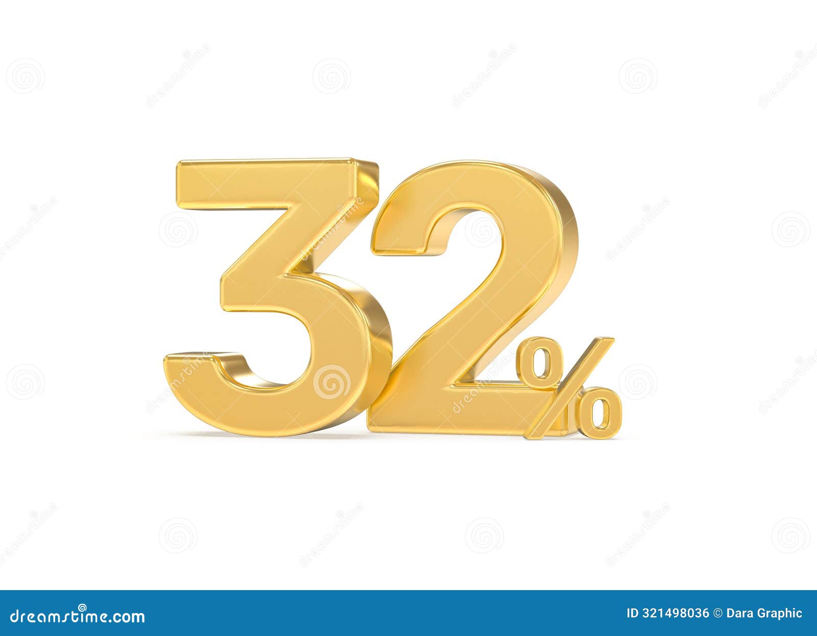 3D Render with White Background Gold Number 32 Stock Photo ...