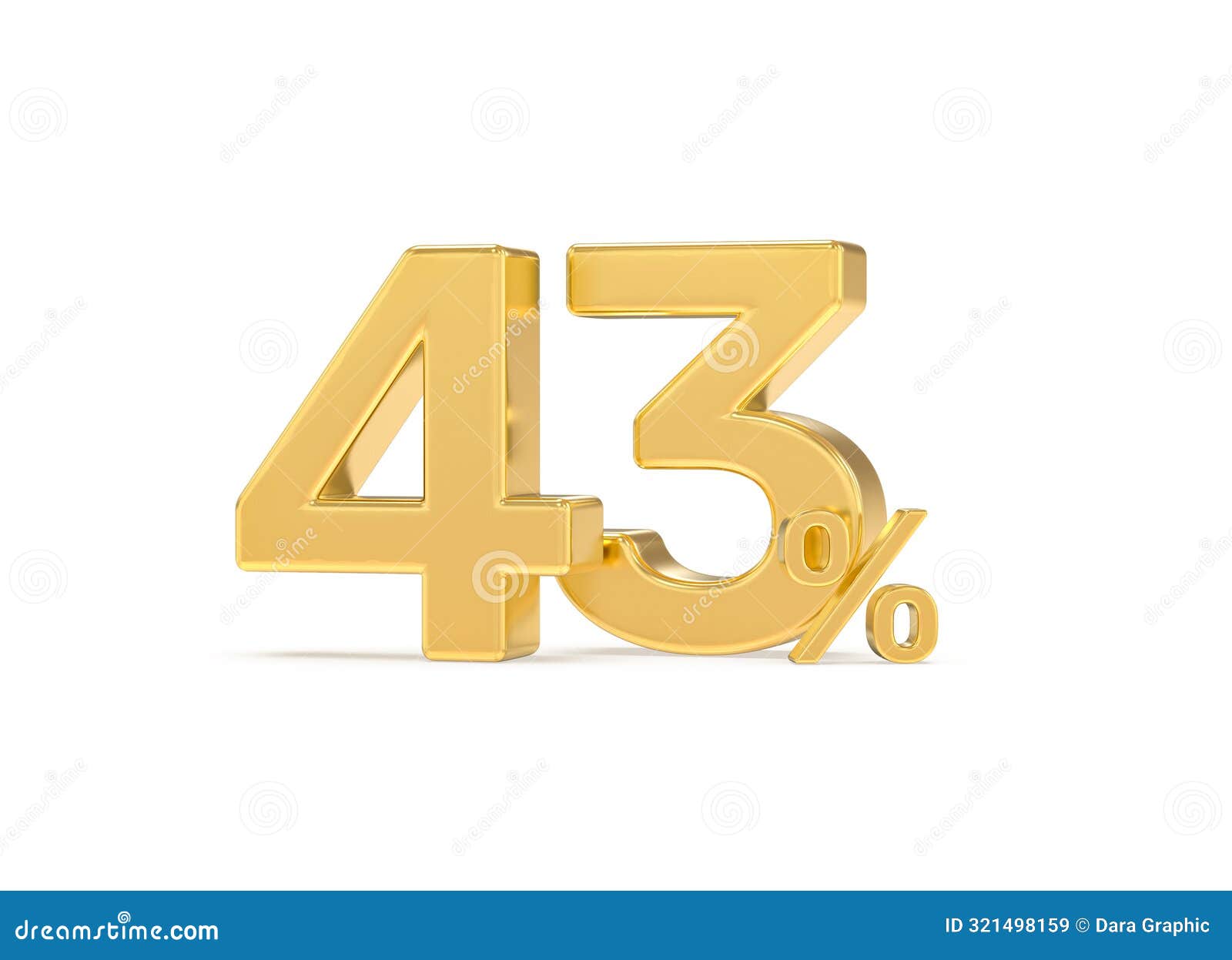 3D Render with White Background Gold Number 43 Stock Image ...