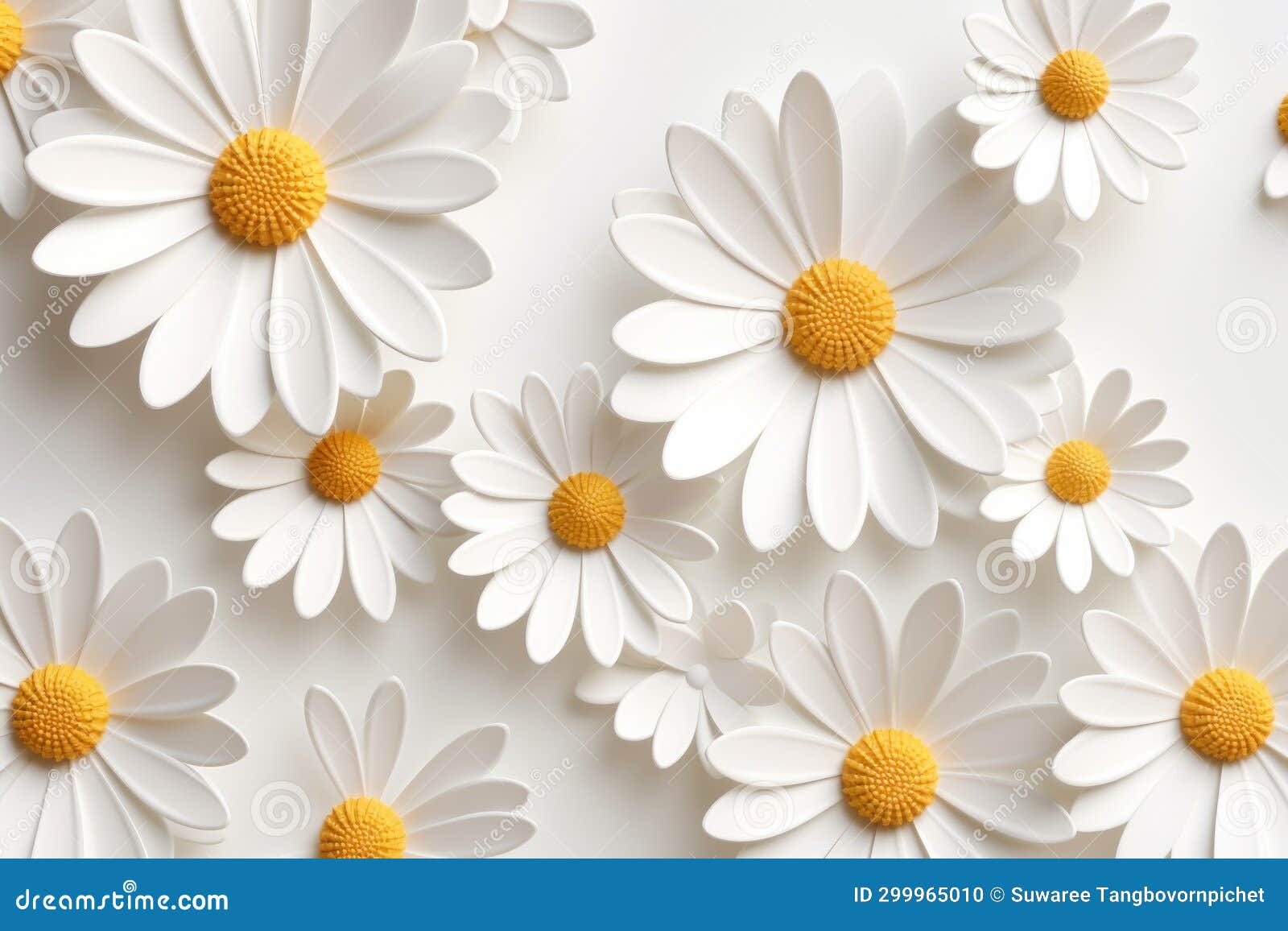 3d Render of White Daisy Flower on White Copy Spcae Background Stock ...