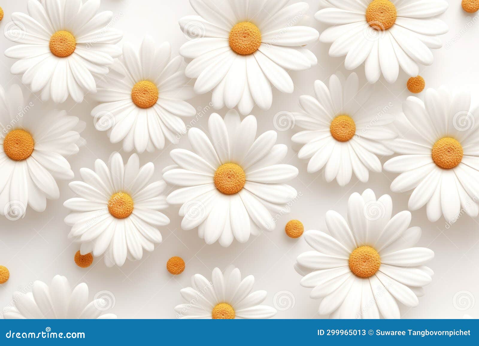 3d Render of White Daisy Flower on White Copy Spcae Background Stock ...